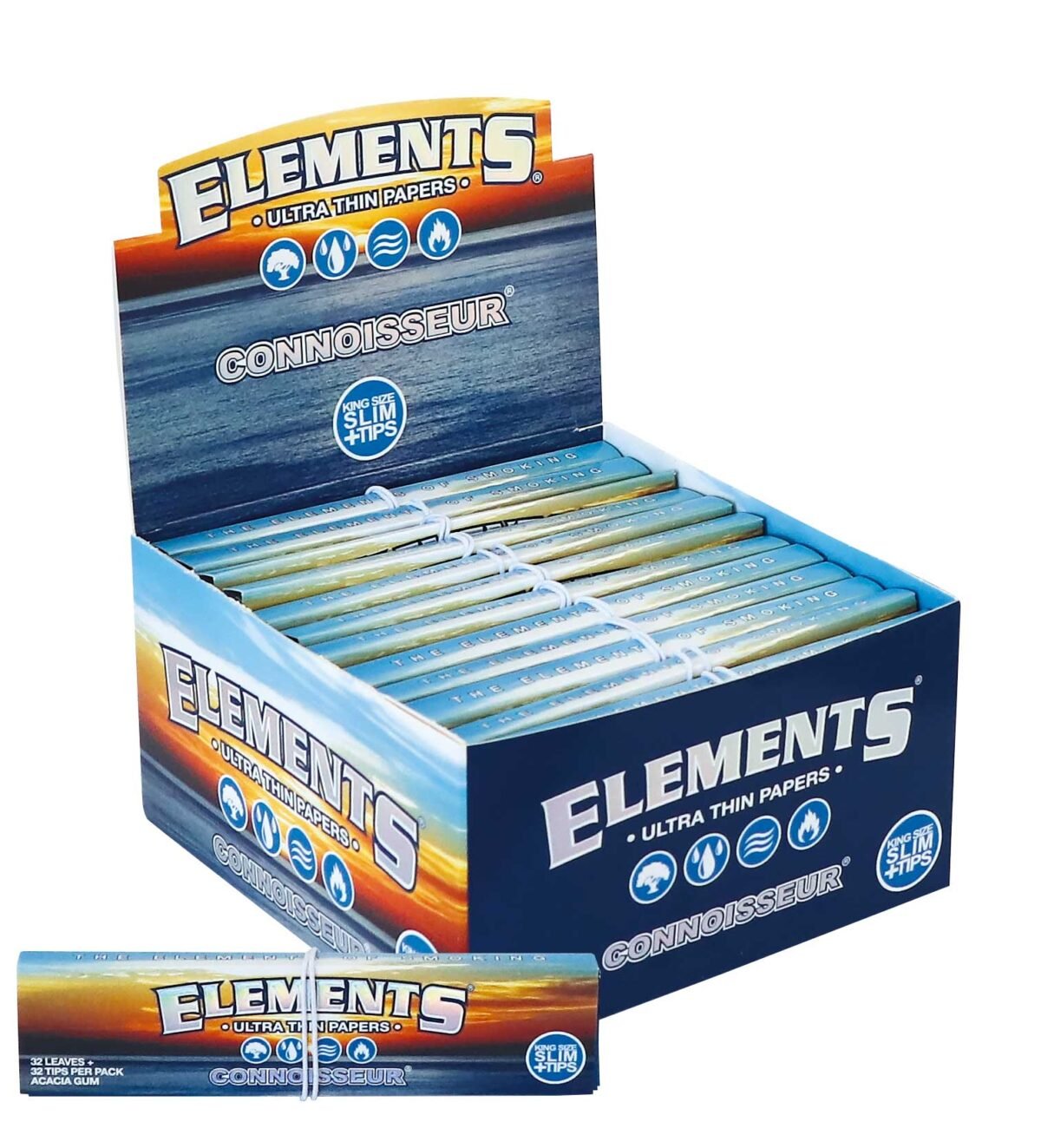 Bletki Bibułki Elements CONNOISSEUR – King Size SLIM + filterki, BOX ...